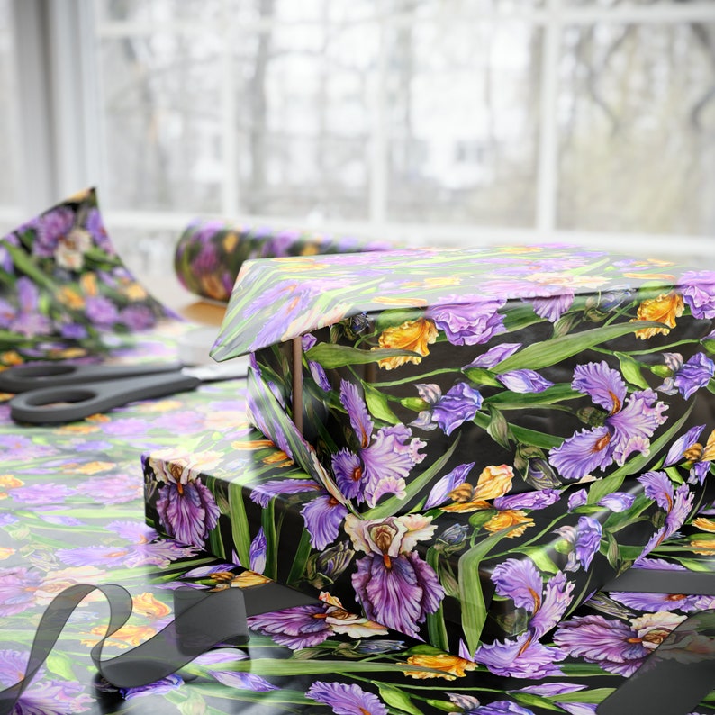 Iris Flower Wrapping Paper Roll, Iris Flower Gifts, Iris Wrapping Paper ...
