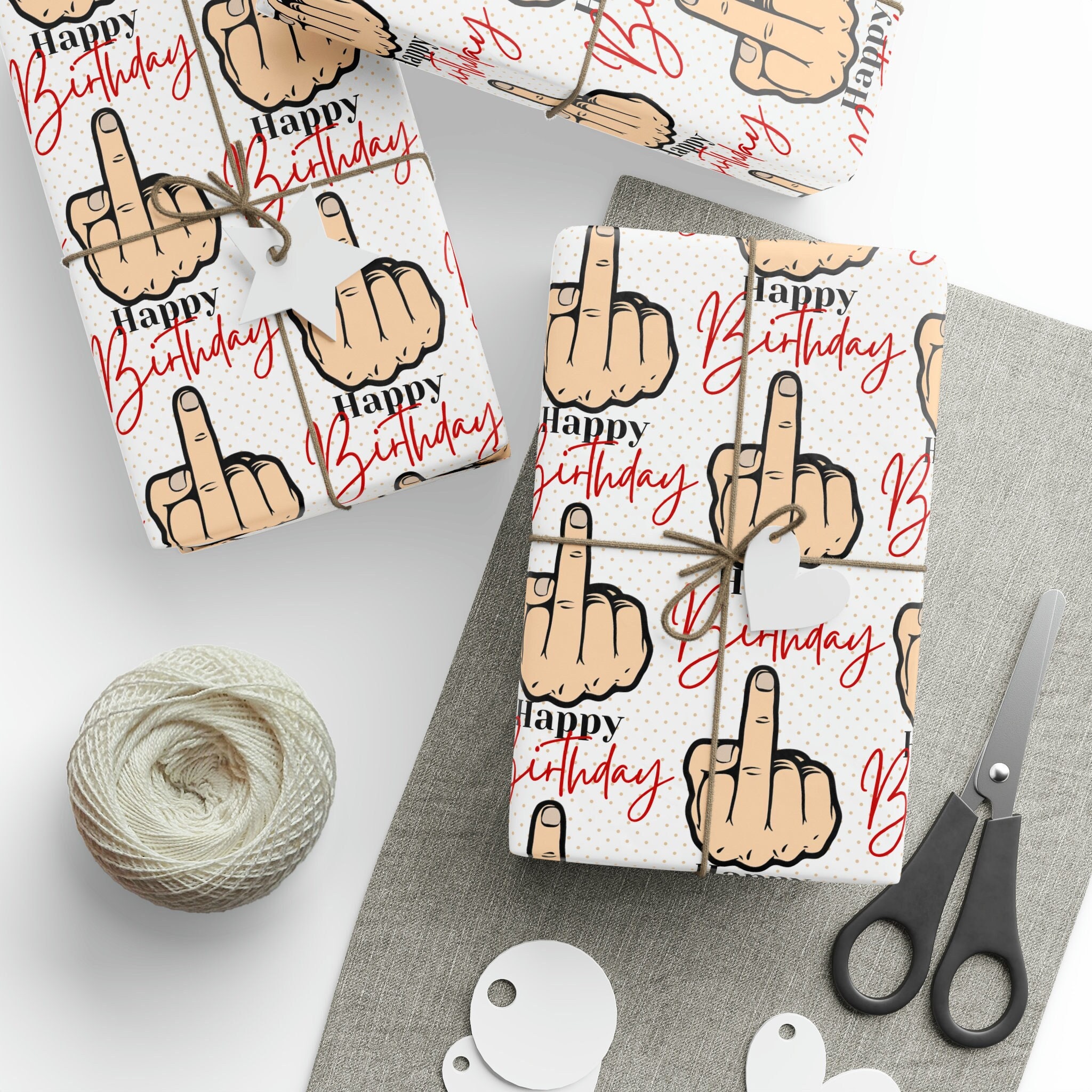 Middle Finger Birthday Gift Wrapping Paper Roll, Funny Middle Finger ...