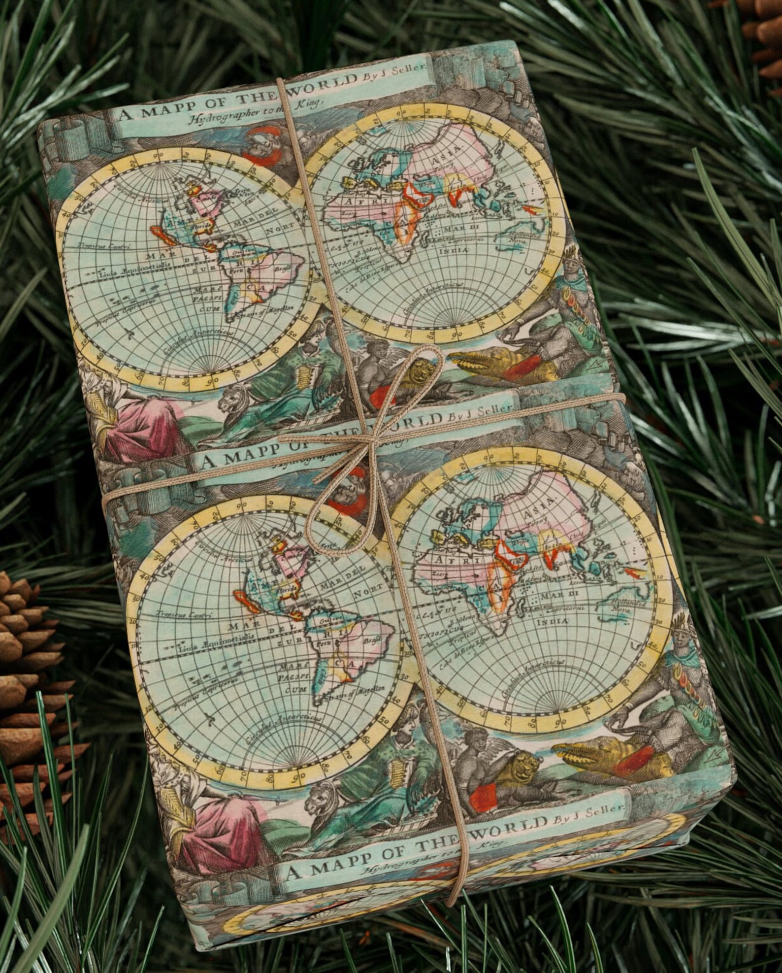 World Map Gift Wrapping Paper Roll, Vintage World Map Inspired Gift ...