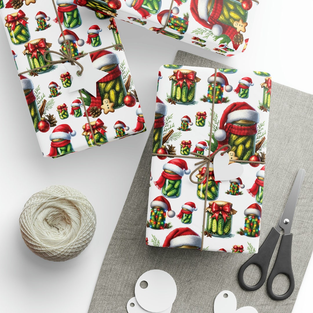 Santa Pickle Jar Gift Wrapping Papers, Pickle Gift Wrapping Paper ...