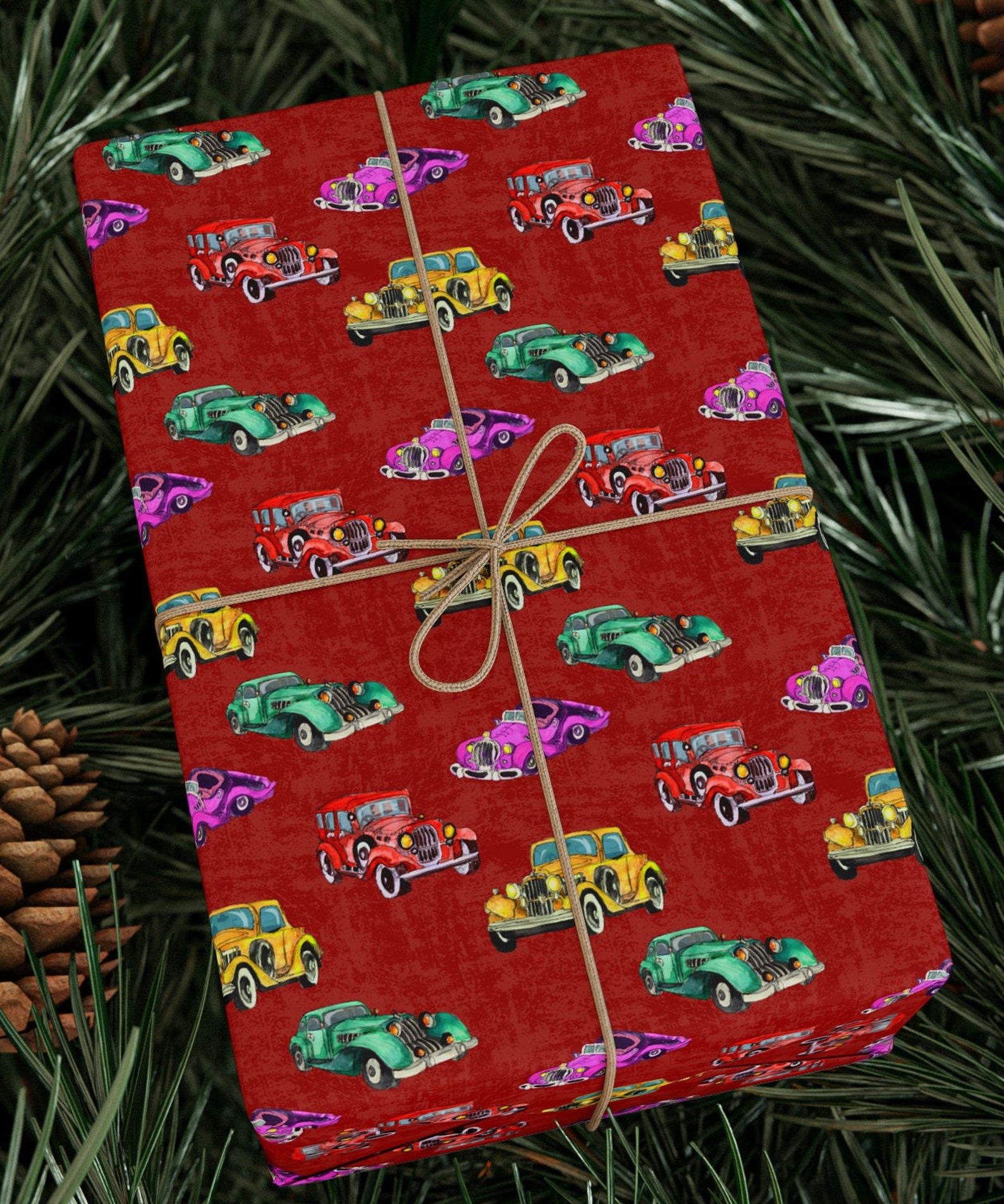 Retro Cars Wrapping Paper, Vintage Cars Wrapping Paper, Victorian Cars ...