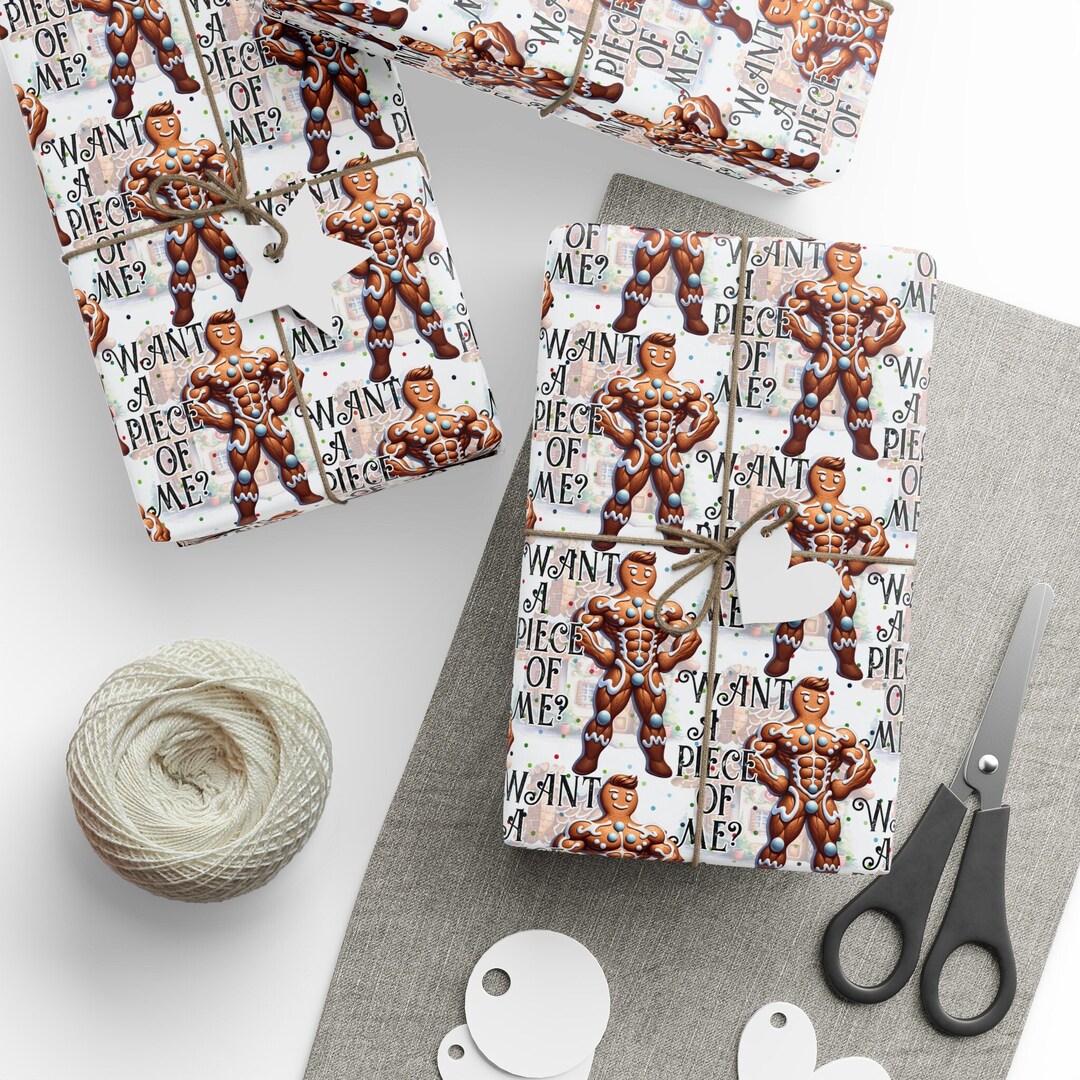 Funny Gingerbread Man Wrapping Paper Roll, Gingerbread Wrapping Paper ...