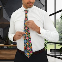 Mexican Folk Art Street Tacos Al Pastor Foodie Men's Tie Necktie Food ...