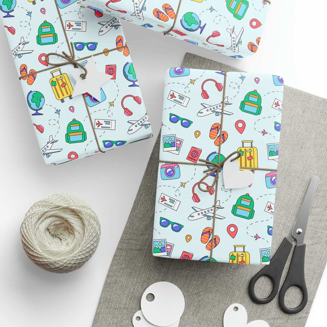 Travel Wrapping Paper, Travel Gift Wrapping Paper, Vacation Gifts ...