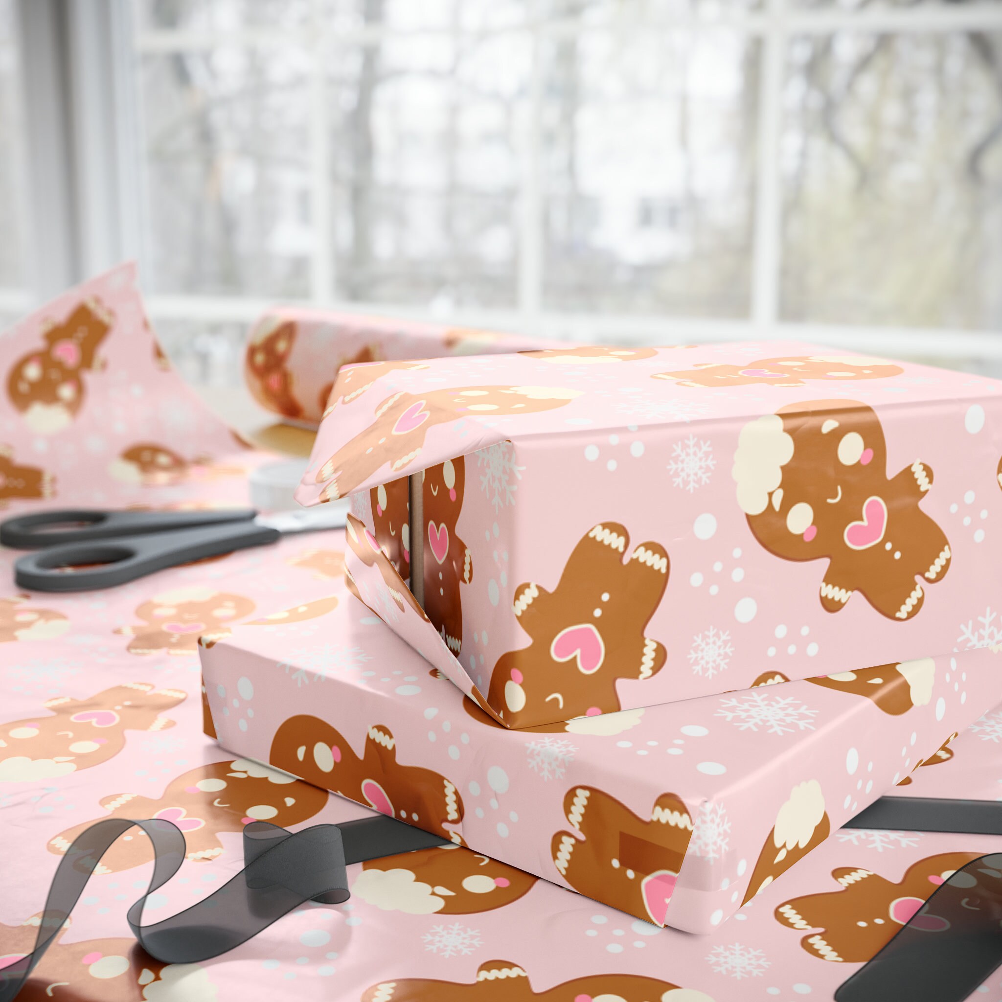 Big Gingerbread Man Gift Wrapping Paper Roll, Giant Gingerbread Gift ...