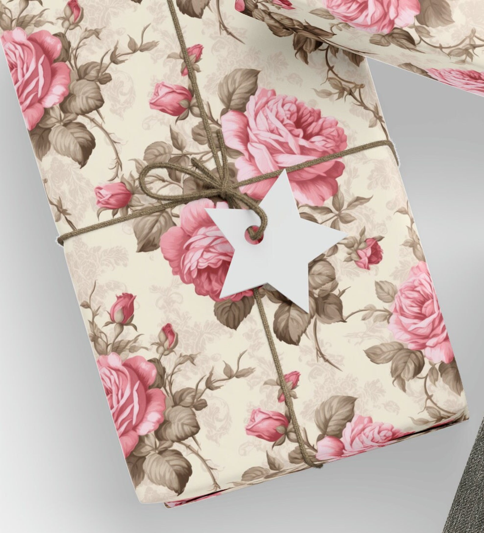 English Roses Wrapping Paper Roll, Shabby Chic Flowers Wrapping Paper ...
