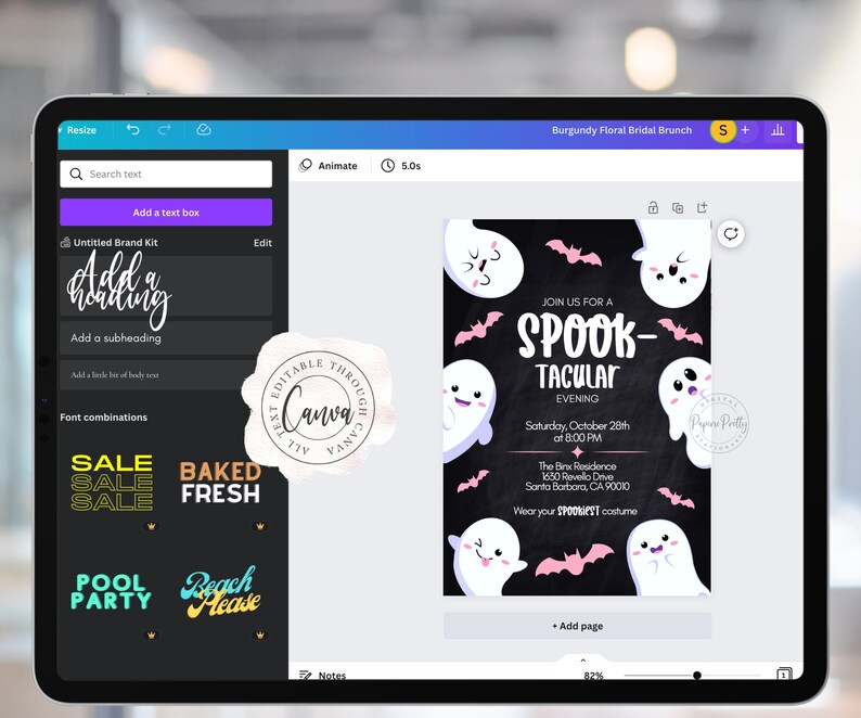 Halloween Spook-tacular Party Invitation, Digital Download October ...