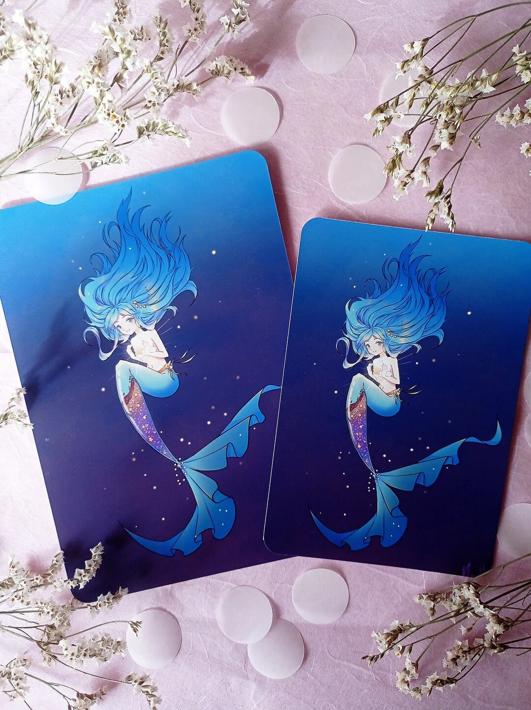 Luminous Mermaid Art Print ~ Mermay ~ Cute Mermaid Wall Art ~ Blue Hair ...