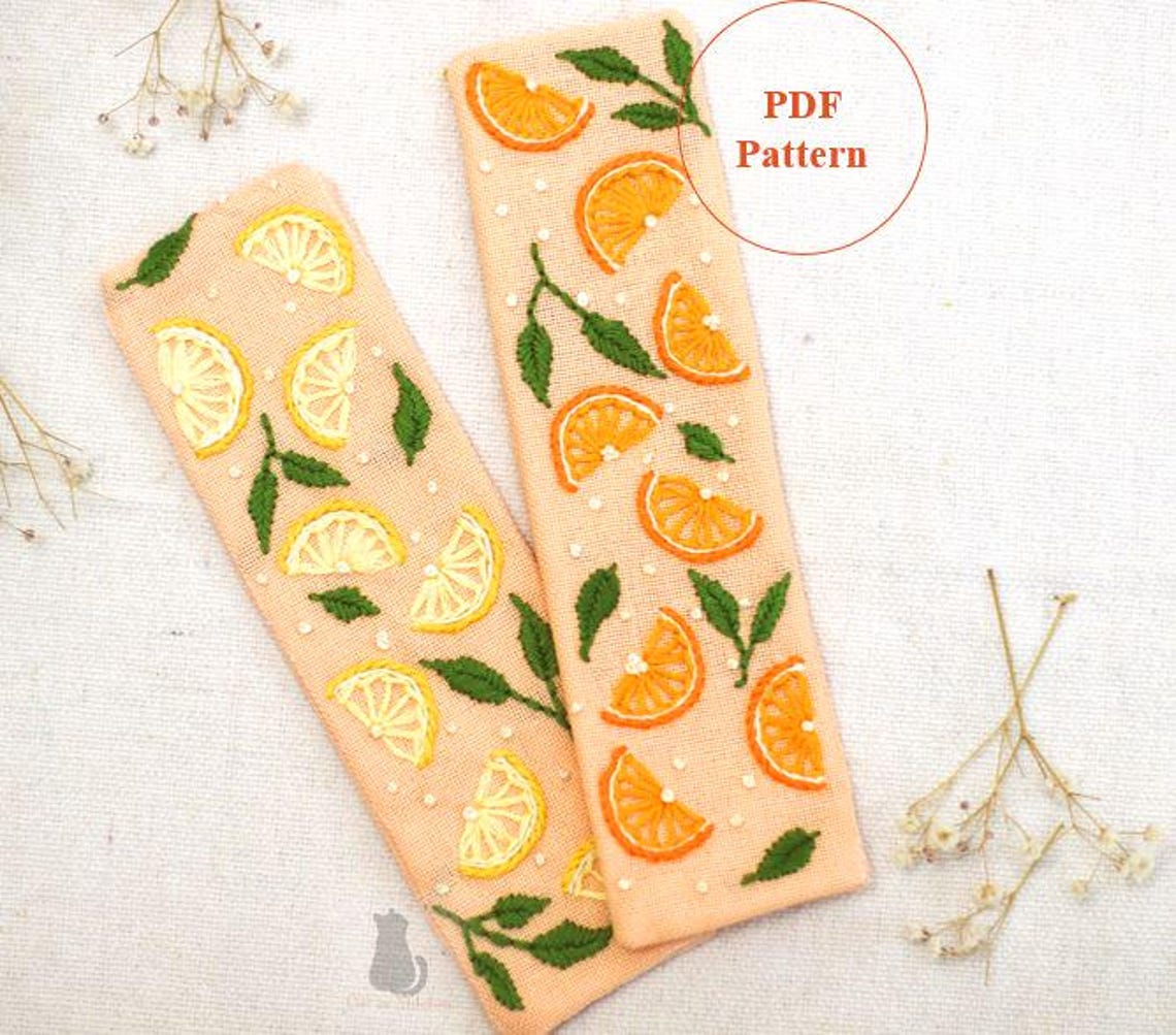 PDF Pattern Bookmark Citrus - Embroidery Designs - DIY Embroidered ...