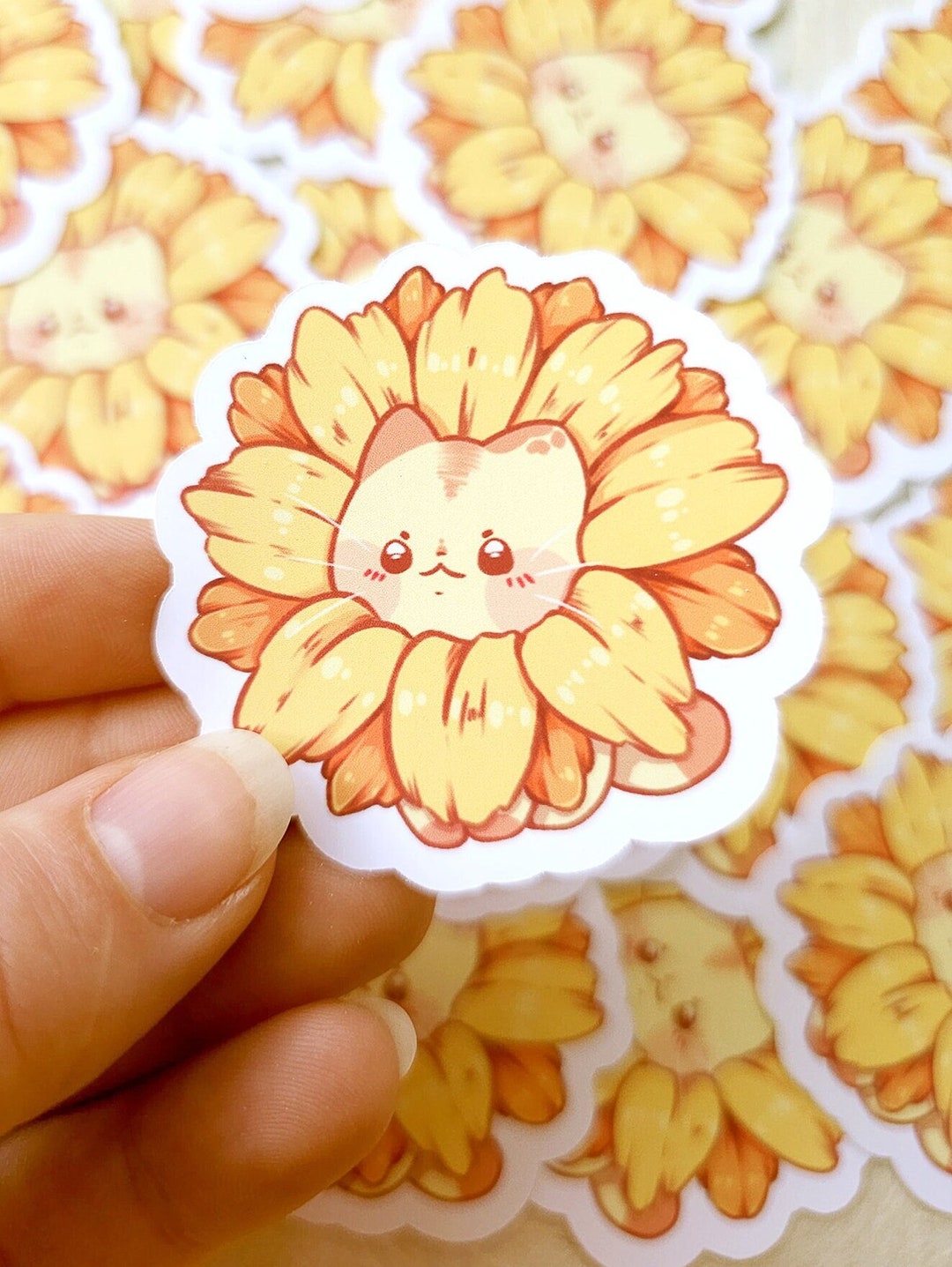 Sunflower Cat Vinyl Sticker ~ Little Lion ~ Cute Sticker - Etsy
