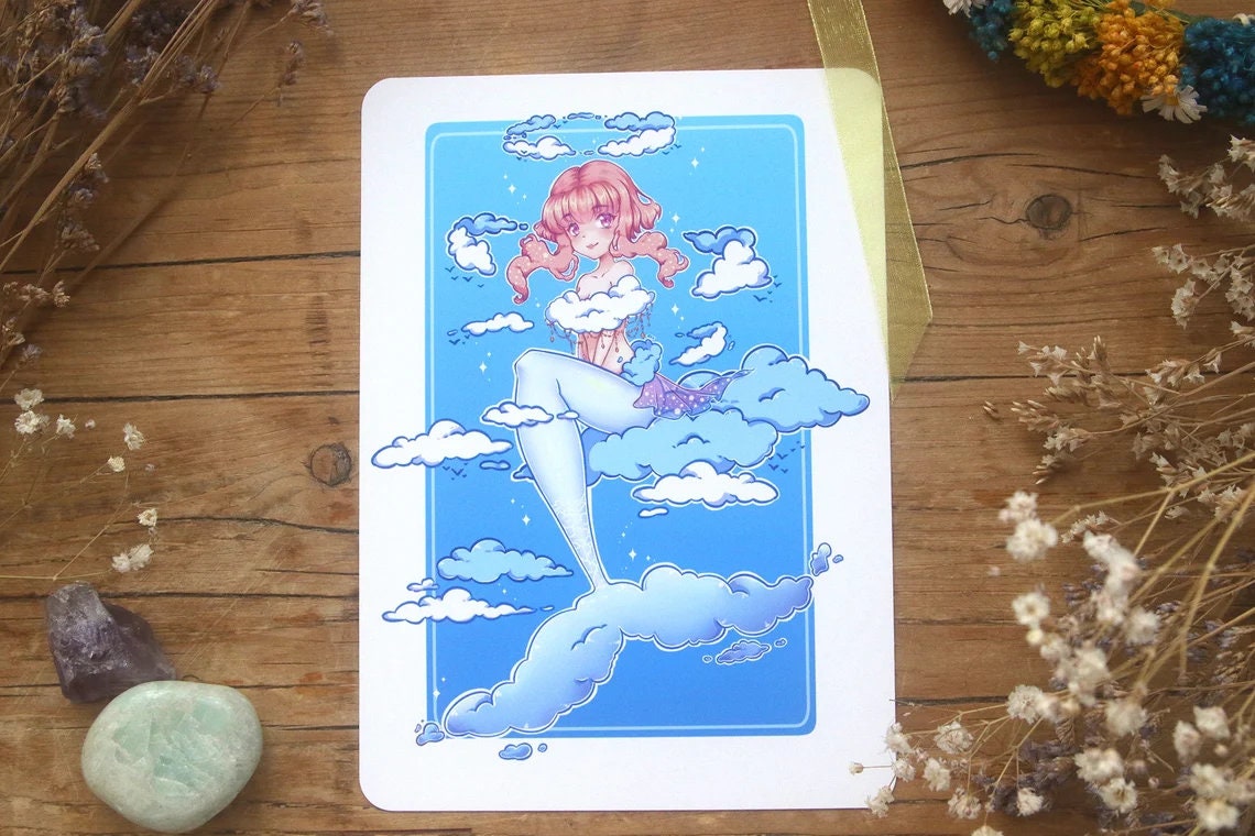 Mermay Cloud Mermaid Art Print Mermay Cute Mermaid Art Print Fluffy ...