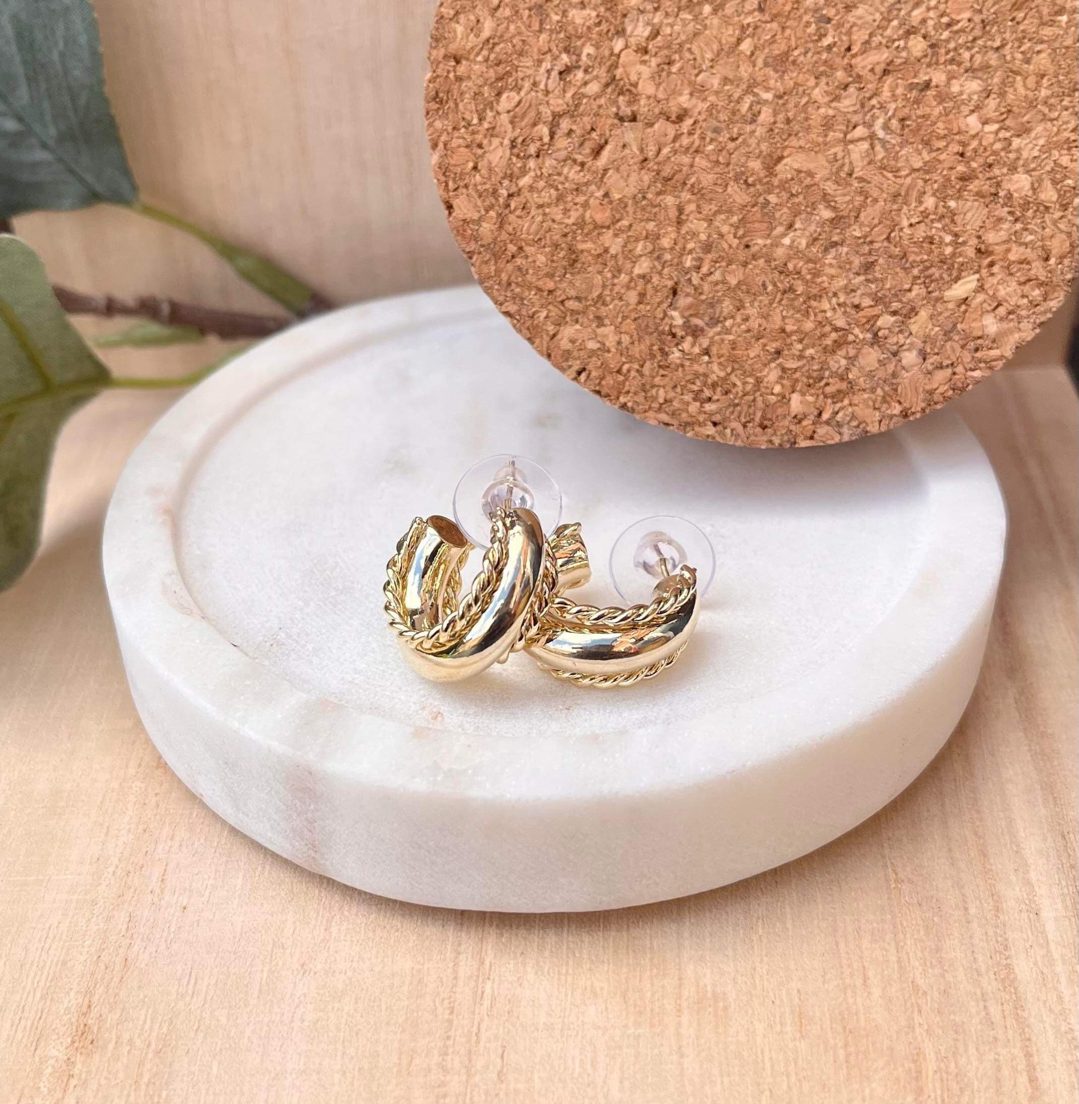 Twisted Gold Hoops Chunky Twist Hoops Curb Chunky Gold - Etsy