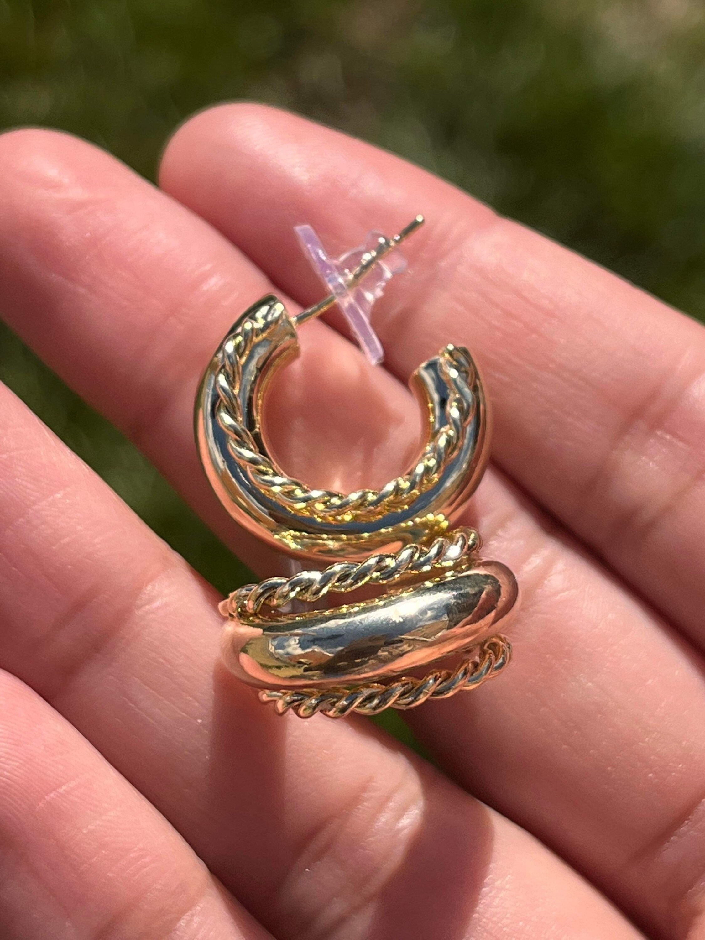 Twisted Gold Hoops Chunky Twist Hoops Curb Chunky Gold - Etsy Twisted Gold Hoops Chunky Twist Hoops Curb Chunky Gold - Etsy