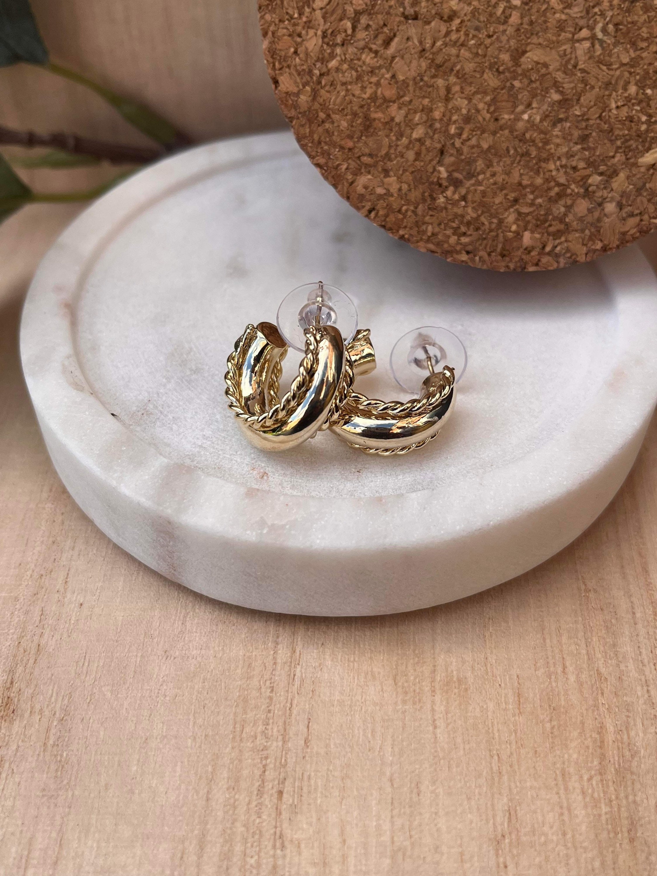Twisted Gold Hoops Chunky Twist Hoops Curb Chunky Gold - Etsy