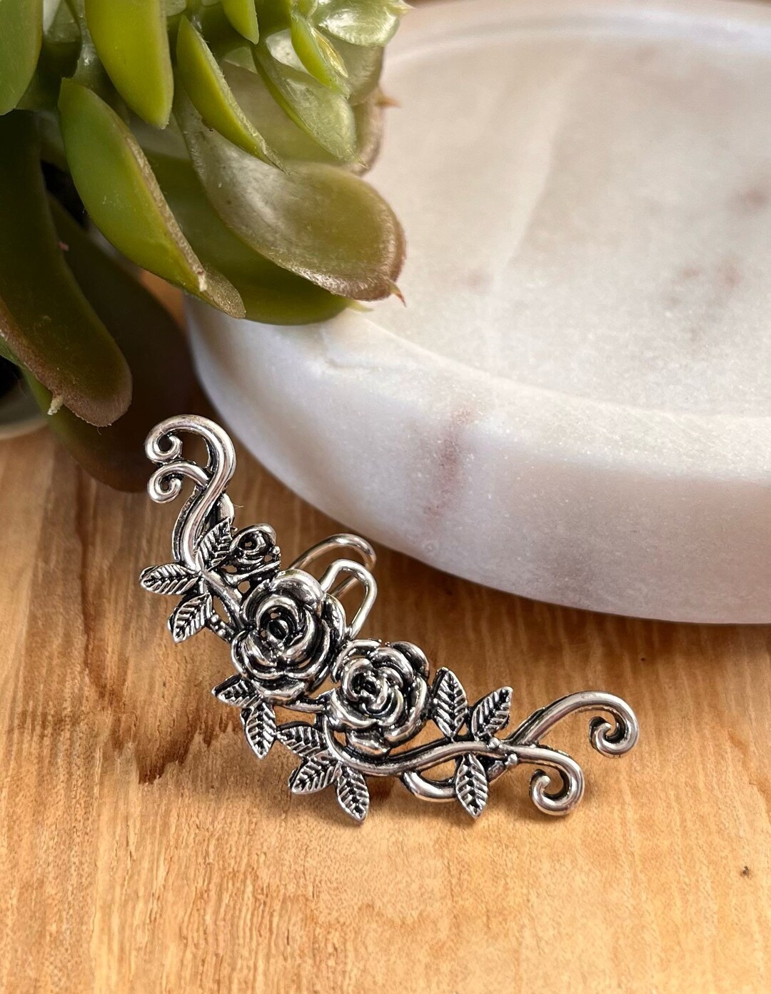 Vintage Flower Ear Cuff Christmasgift Floral Ear Cuff Rose Ear Cuff ...
