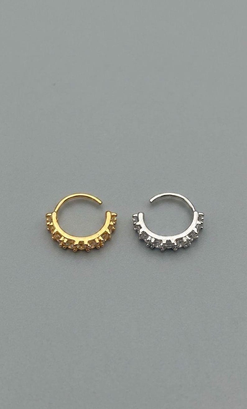 8mm Crystal Nose Hoop Ring | Silver Gold Clicker Piercing Jewelry - Etsy UK