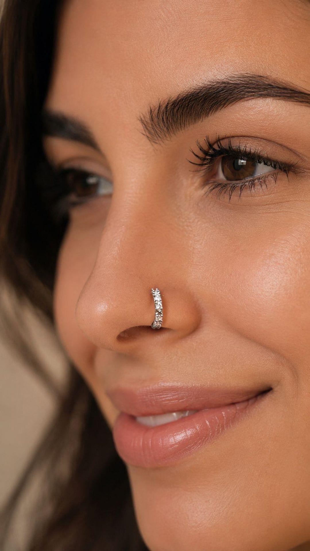 8mm Crystal Nose Hoop Ring | Silver Gold Clicker Piercing Jewelry - Etsy UK