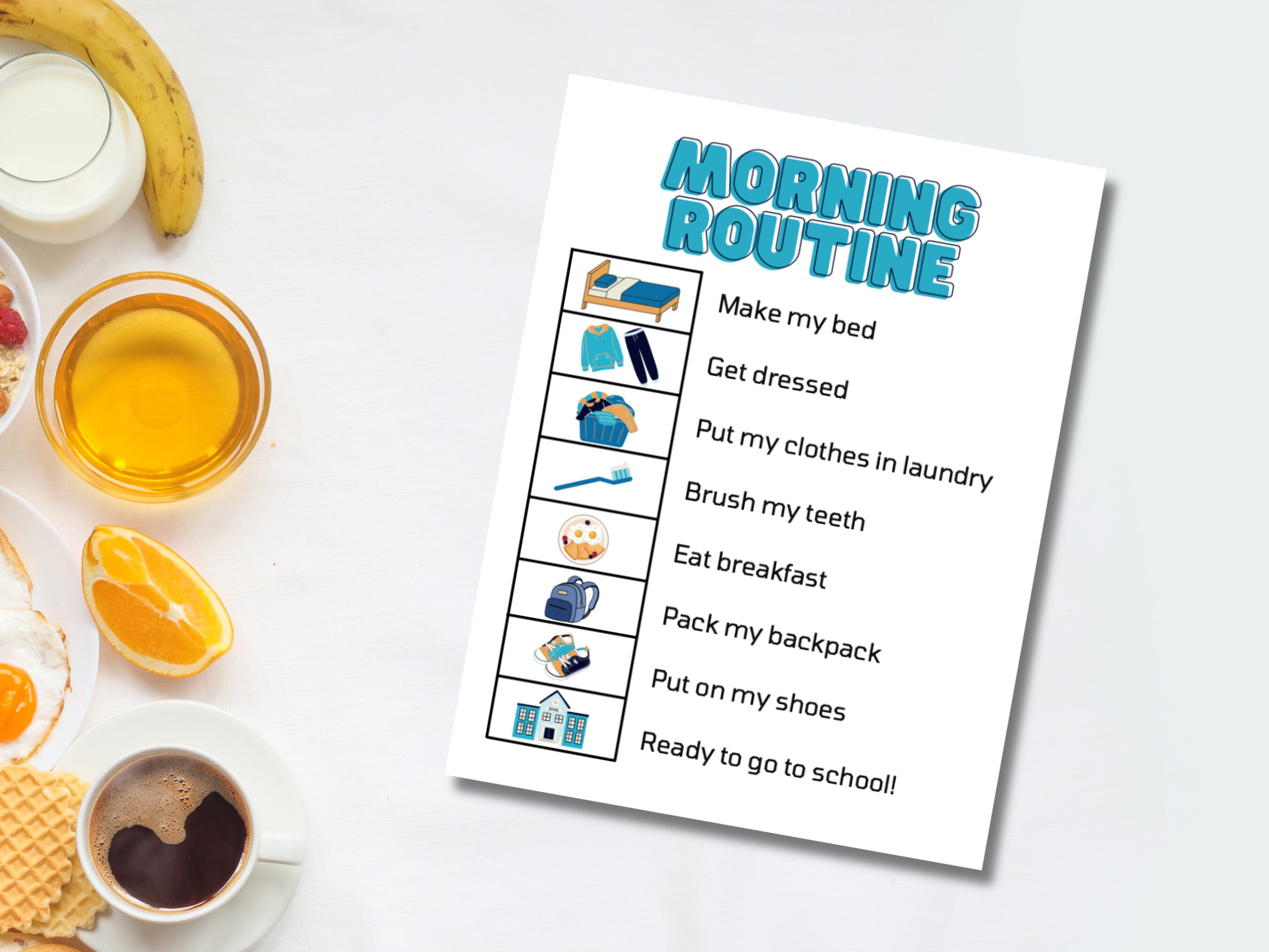 Morning Routine Visual Aid Getting Ready Checklist Kid School Morning ...