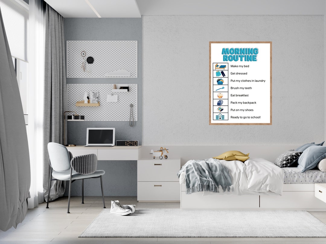 Morning Routine Visual Aid Getting Ready Checklist Kid School Morning ...