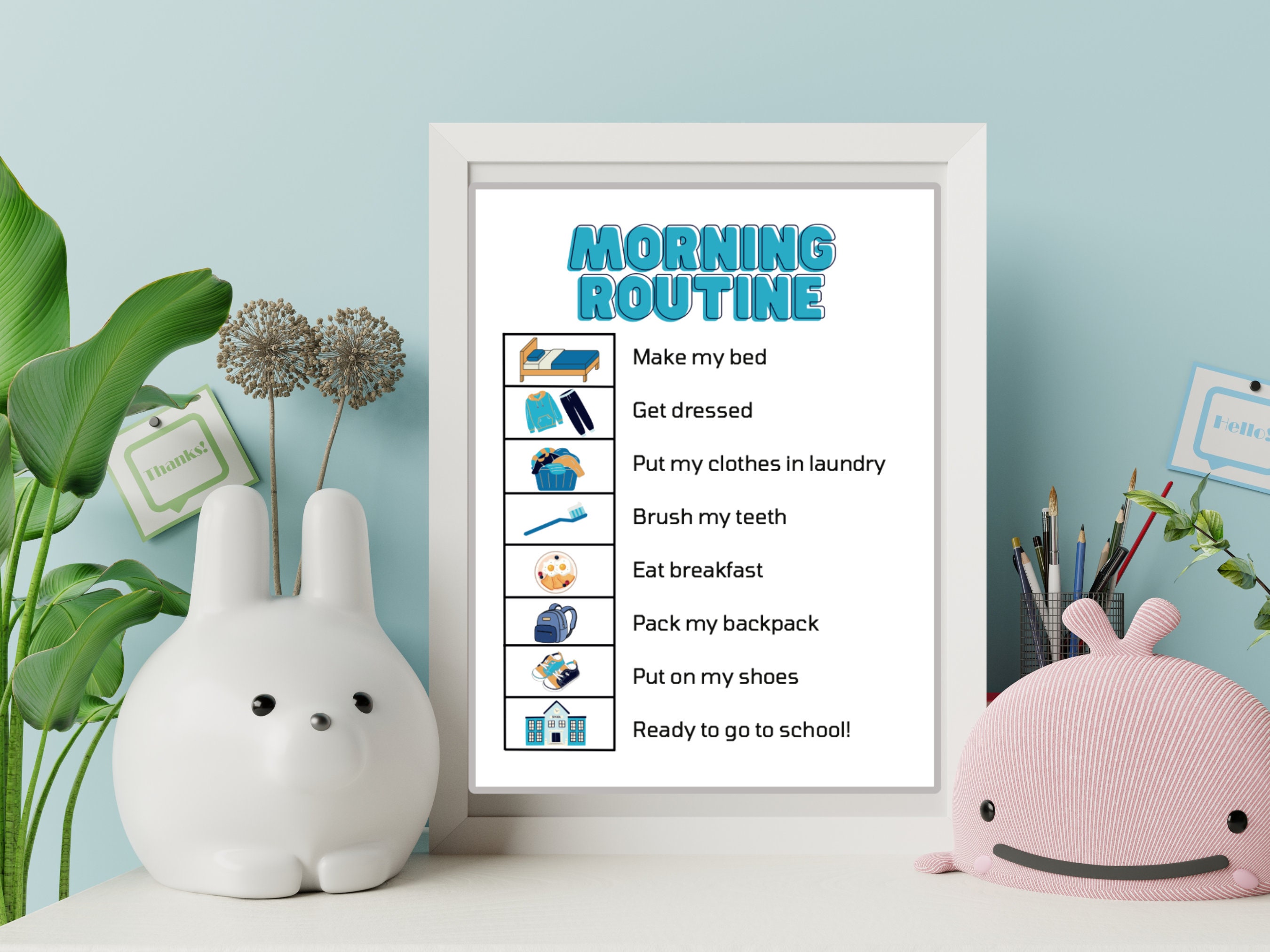 Morning Routine Visual Aid Getting Ready Checklist Kid School Morning ...