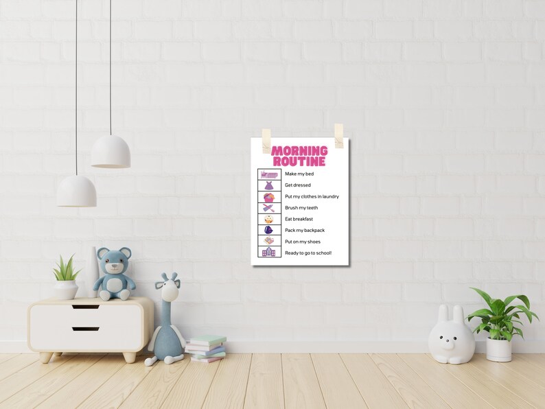 Morning Routine Printable Visual Aid Getting Ready Checklist Kid School ...