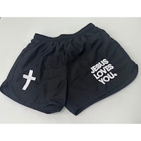 Armor of God Cross Shield Men’s Fleece Shorts – Embroidered Christian ...