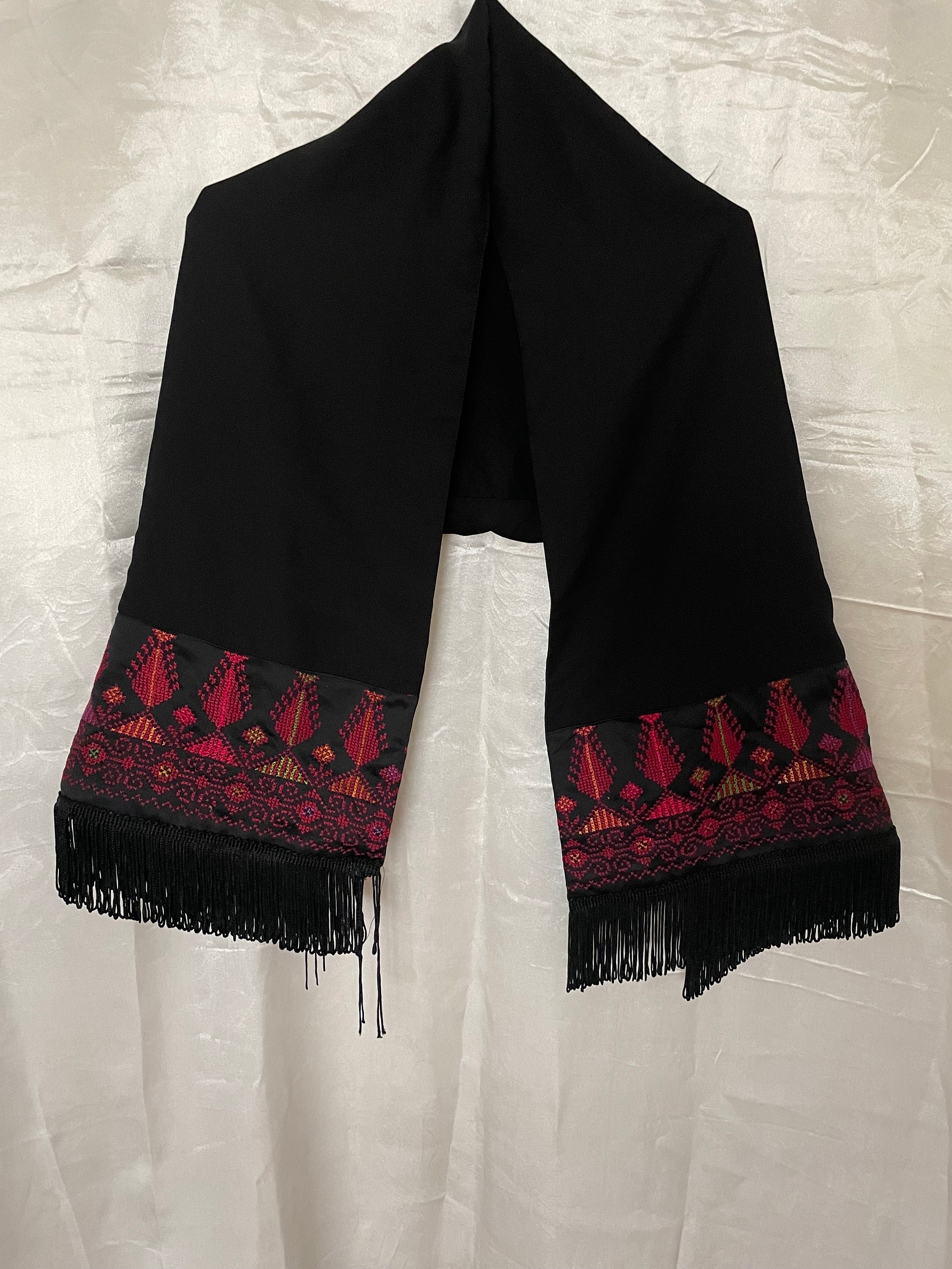 Tatreez Shawl Red & Purple on Black - Etsy