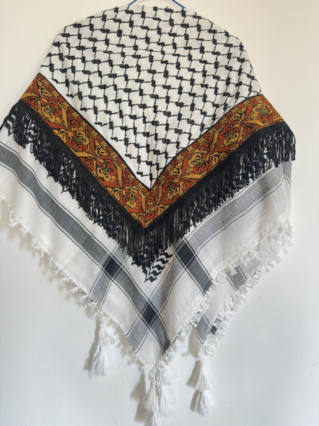 Vintage Pattern* Traditional Palestinian Keffiyeh With Brown Beige ...
