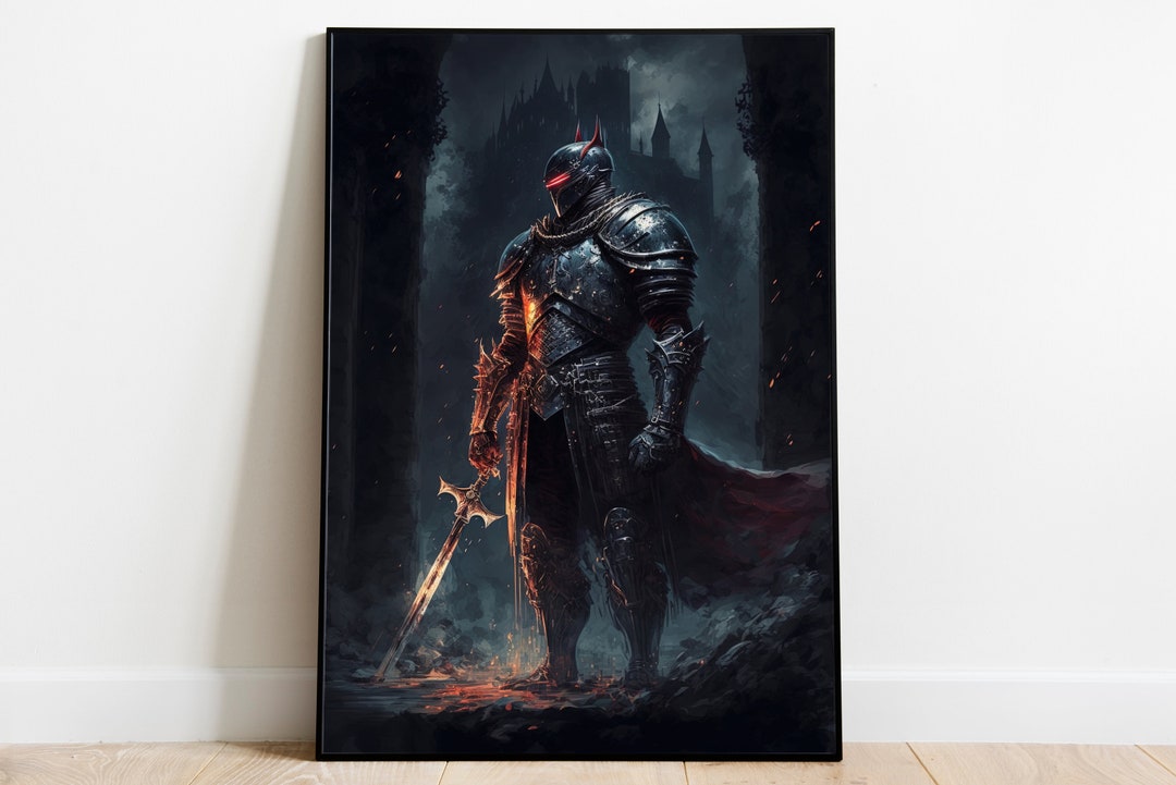 Knight Print | Medieval Decor | Dark Fantasy Art | Gaming Room Decor ...