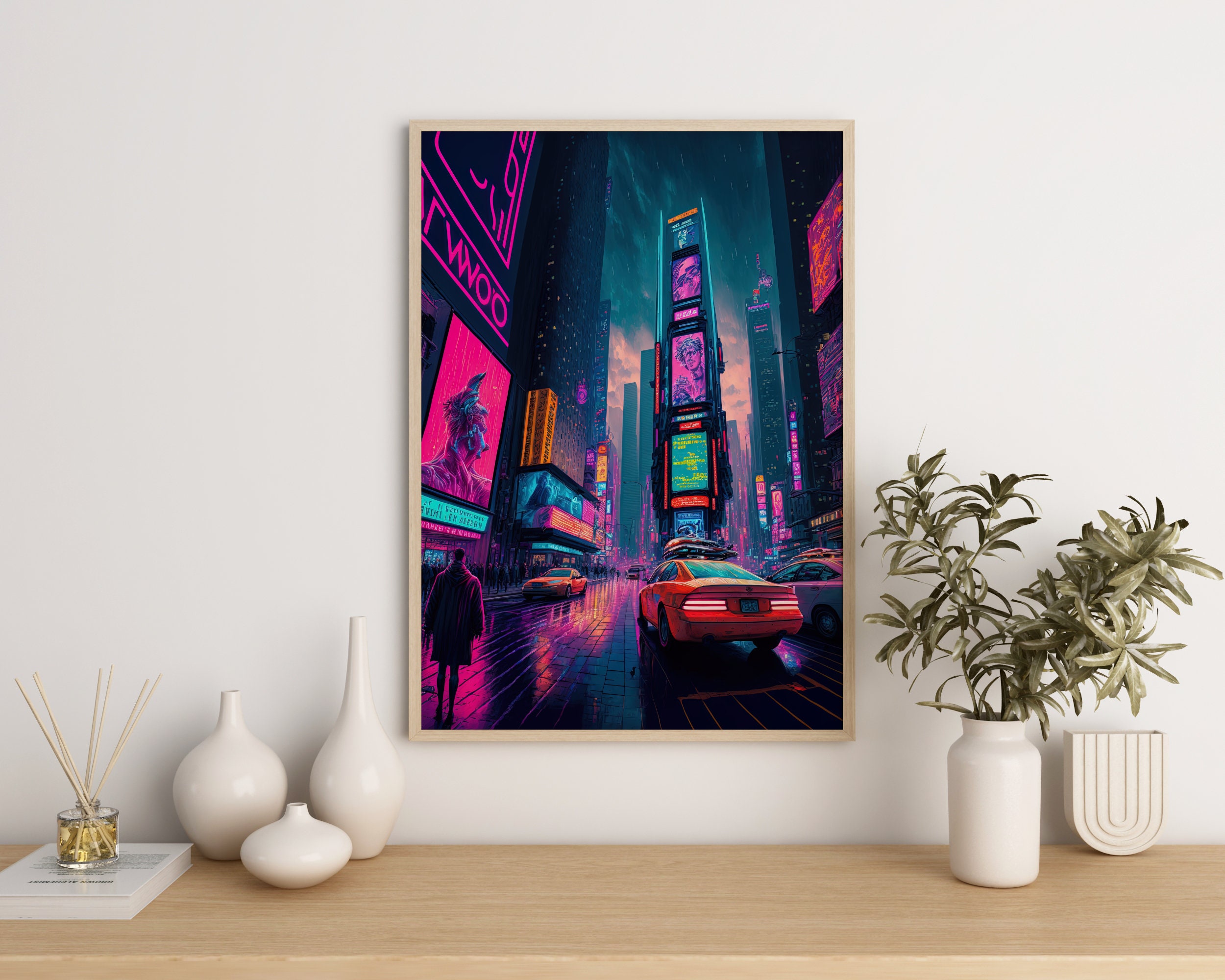 Vaporwave Poster Synthwave Wall Art Cyber City Print 80s Nostalgia ...