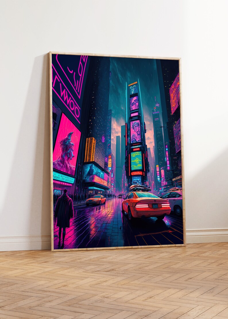 Vaporwave Poster Synthwave Wall Art Cyber City Print 80s Nostalgia ...