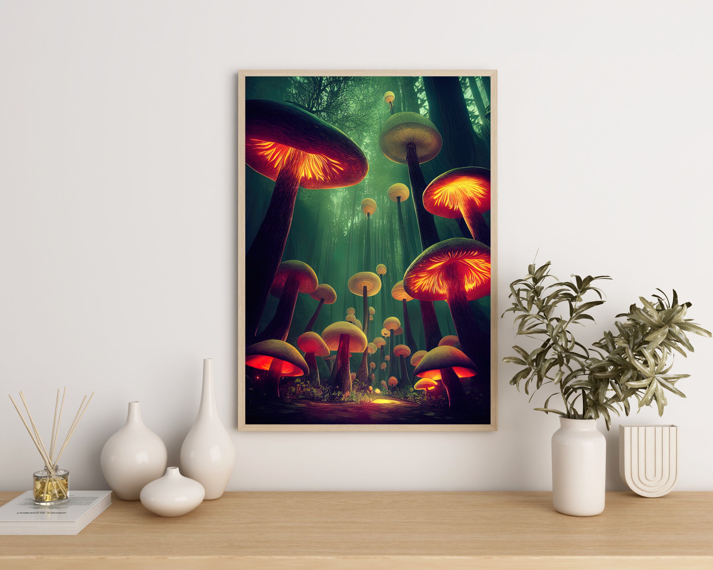 Mushroom Poster | Fantasy Forest Wall Art | Modern Decor - Etsy
