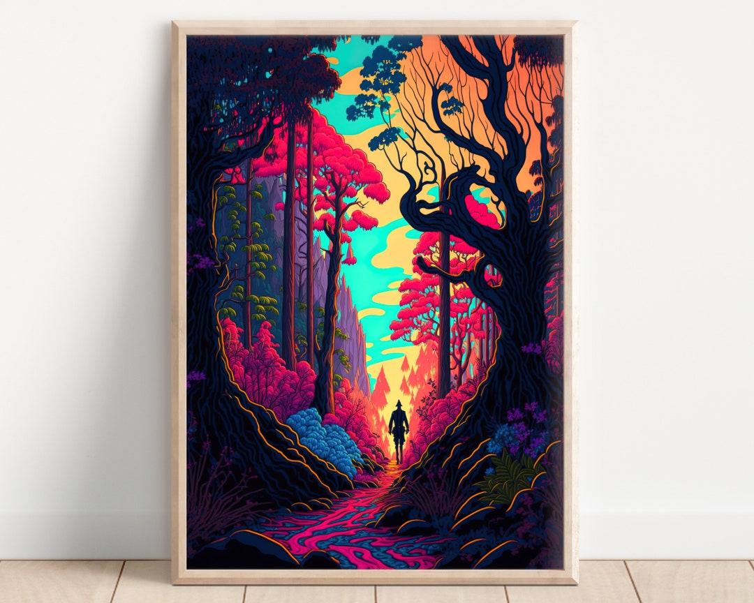 Enchanted Forest Art | Psychedelic Indie Room Decor | Surreal Painting ...