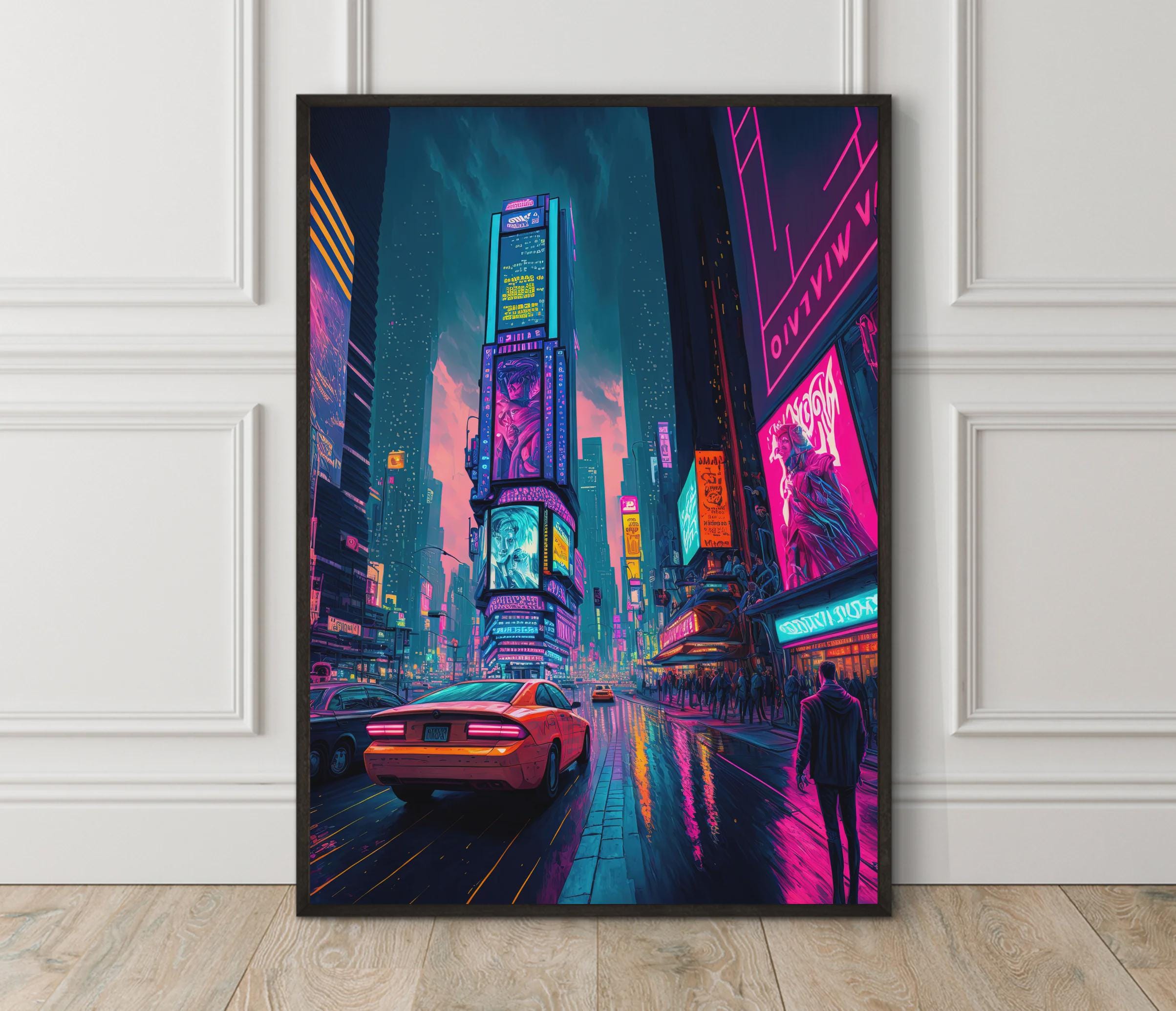 Vaporwave Poster | Synthwave Wall Art | Cyber City Print | 80s ...