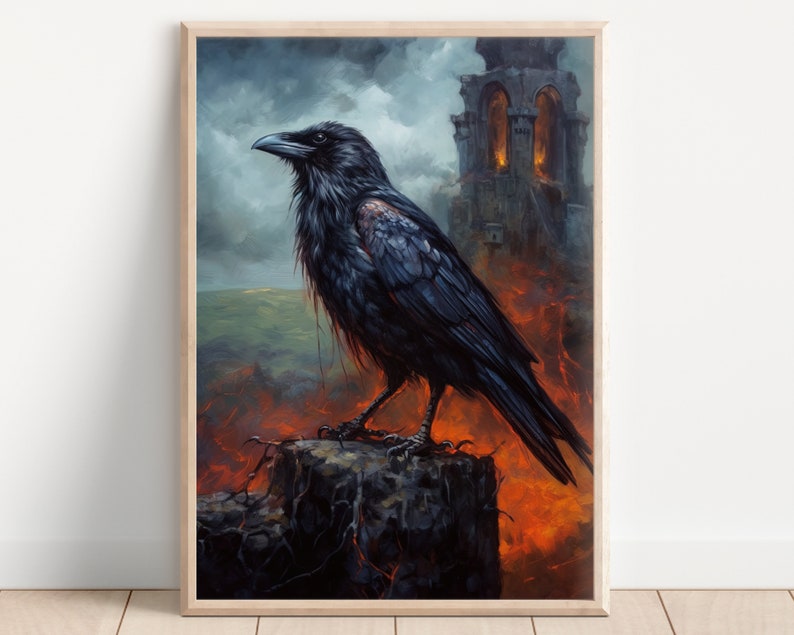Raven Oil Painting Crow Painting Raven Artwork Crow Art - Etsy