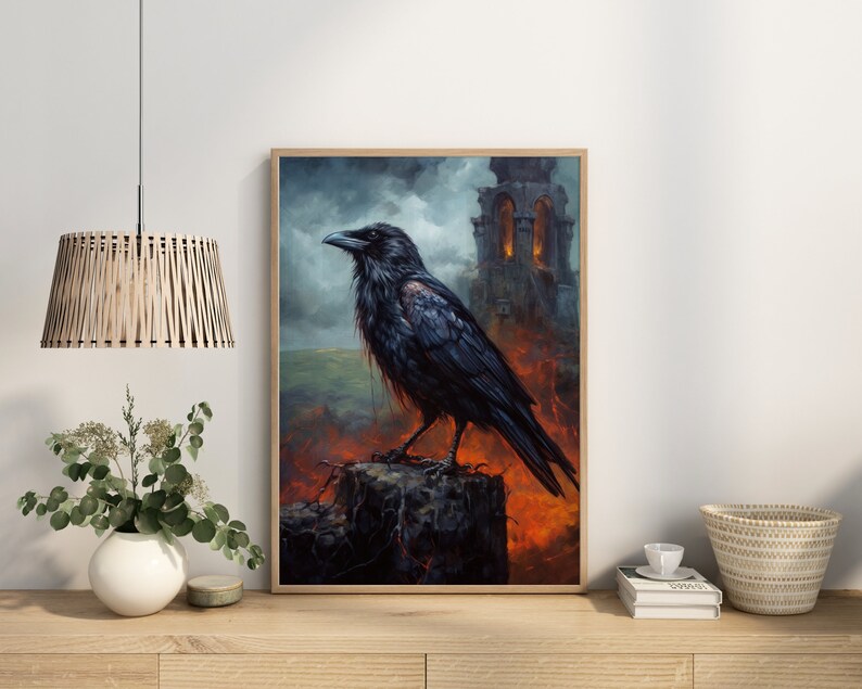 Raven Oil Painting Crow Painting Raven Artwork Crow Art - Etsy