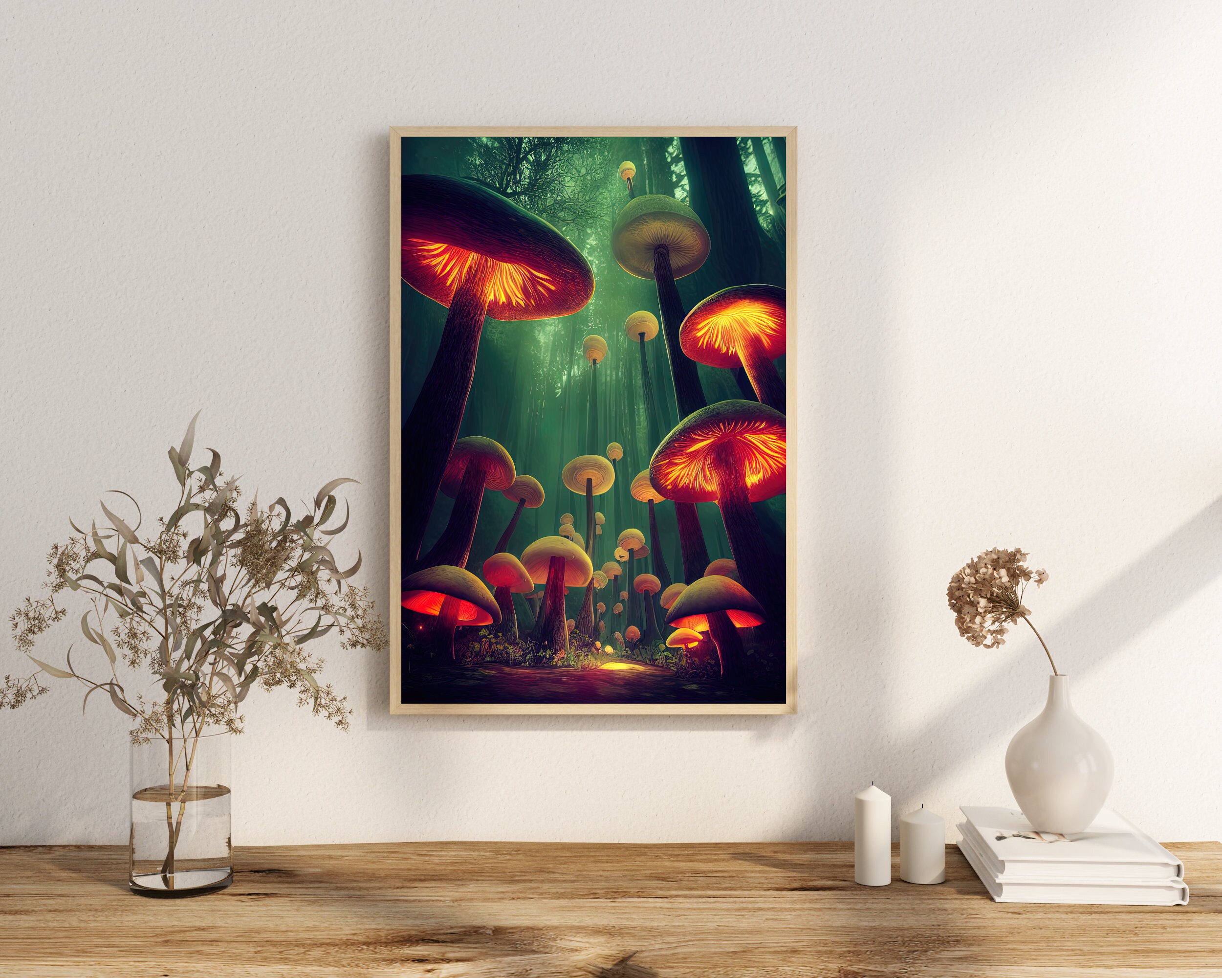 Mushroom Poster | Fantasy Forest Wall Art | Modern Decor - Etsy