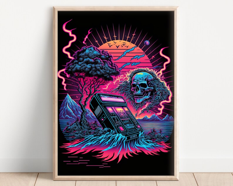 Vaporwave Poster Synthwave Wall Art Retrowave Decor 80s - Etsy