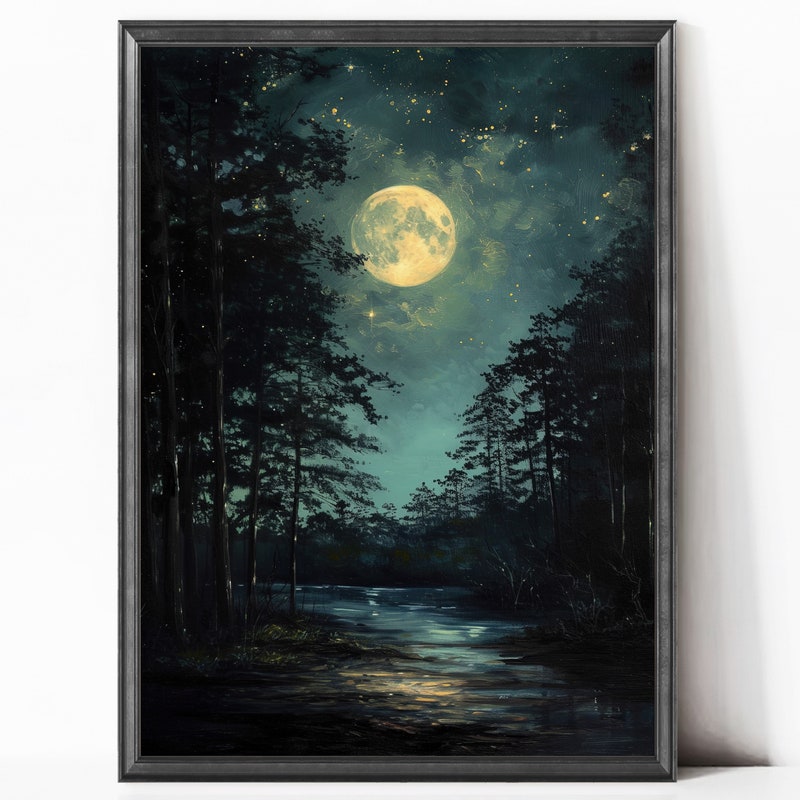 Full Moon Painting - Etsy