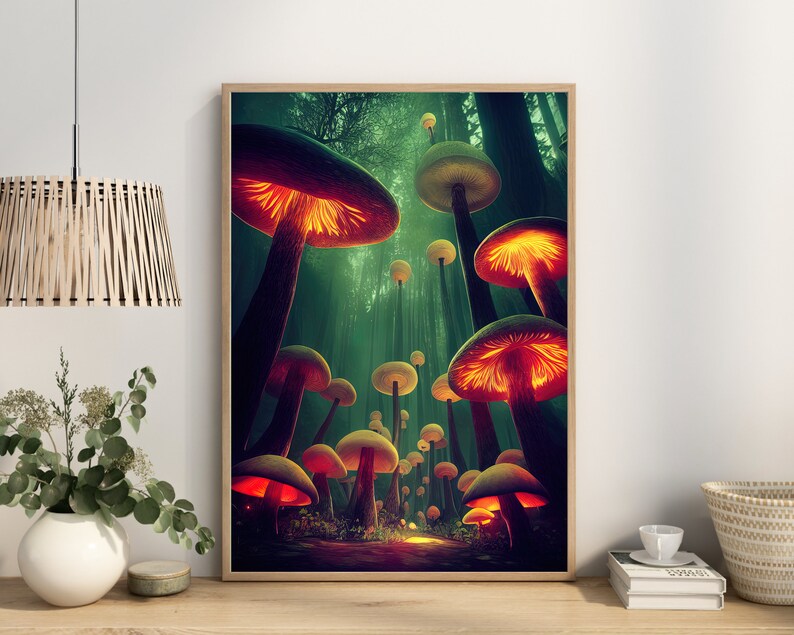 Mushroom Poster | Fantasy Forest Wall Art | Modern Decor - Etsy