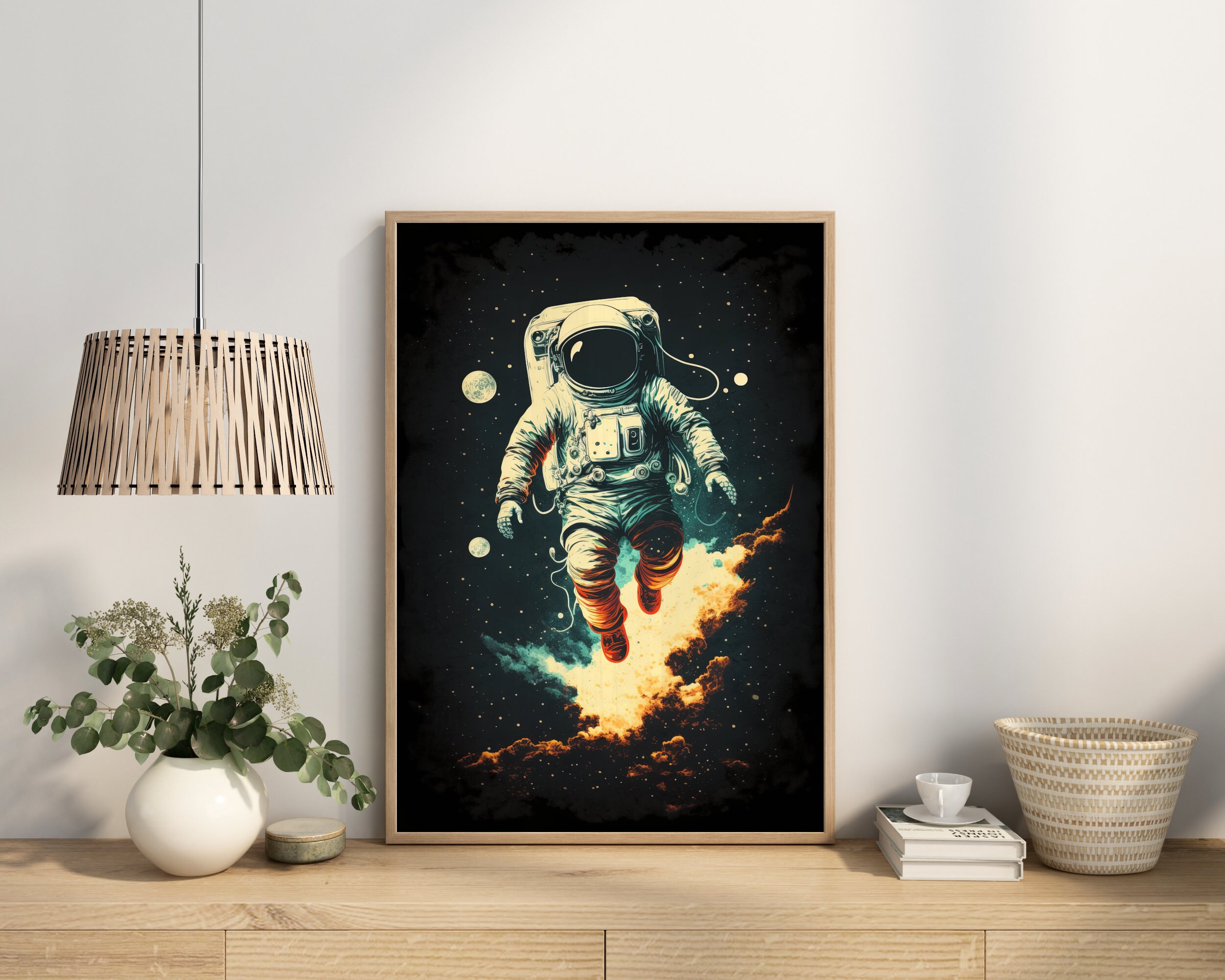 Astronaut Art Space Poster Print Astronaut Painting Space Wall Art ...
