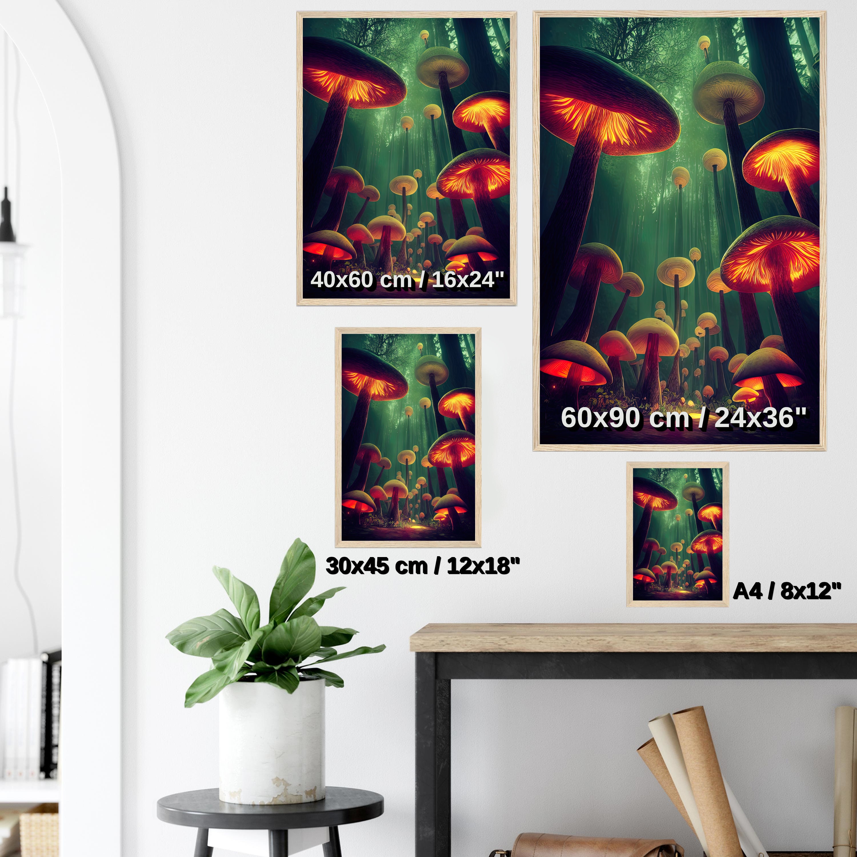 Mushroom Poster | Fantasy Forest Wall Art | Modern Decor - Etsy