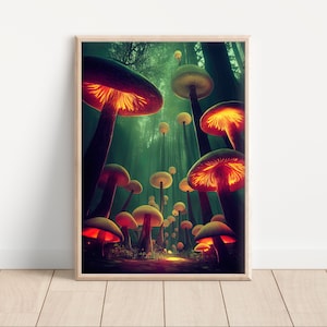 Mushroom Poster | Fantasy Forest Wall Art | Modern Decor - Etsy