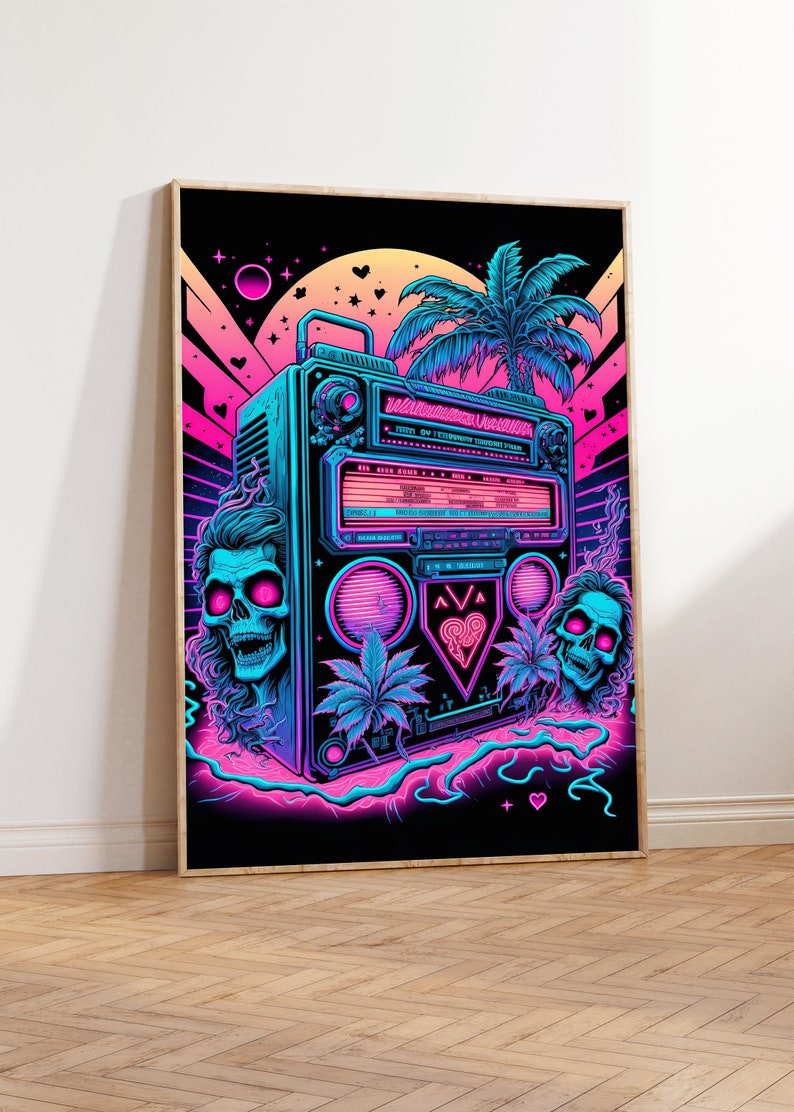 Vaporwave Poster Neon Retrowave Art Synthwave Print 80s - Etsy