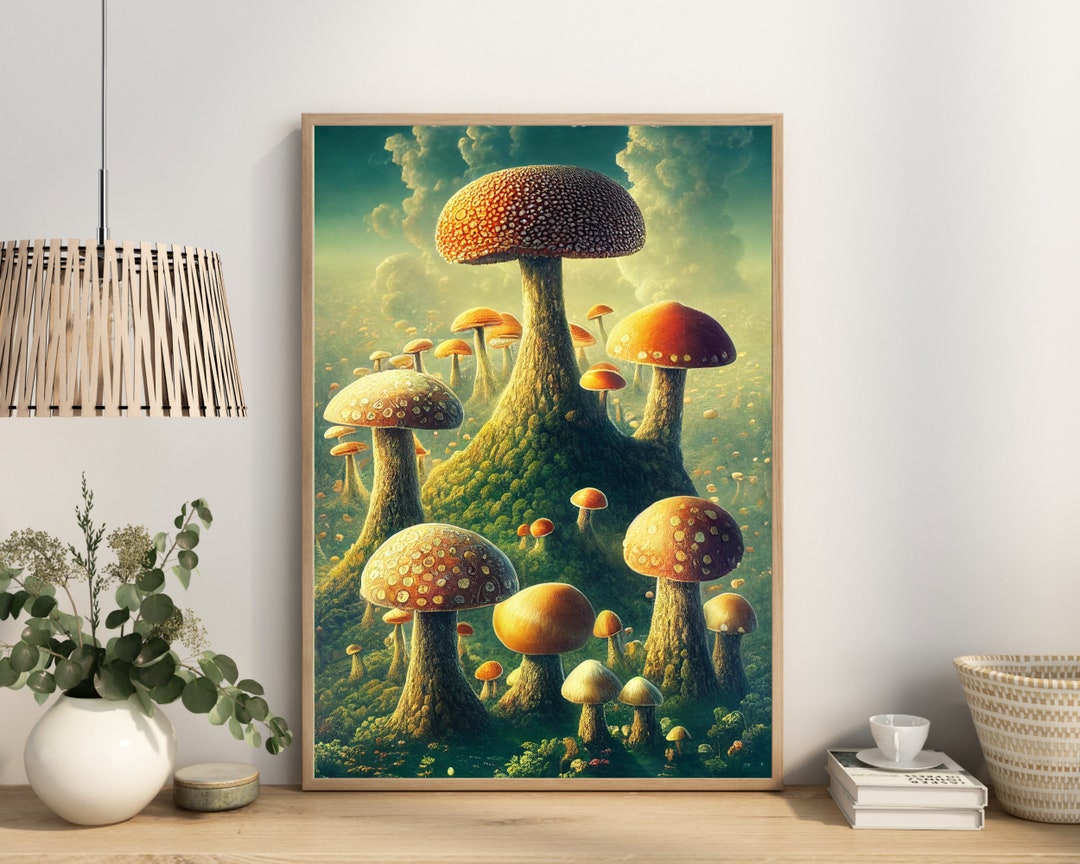 Mushroom Poster Botanical Prints Toadstool Wall Art - Etsy