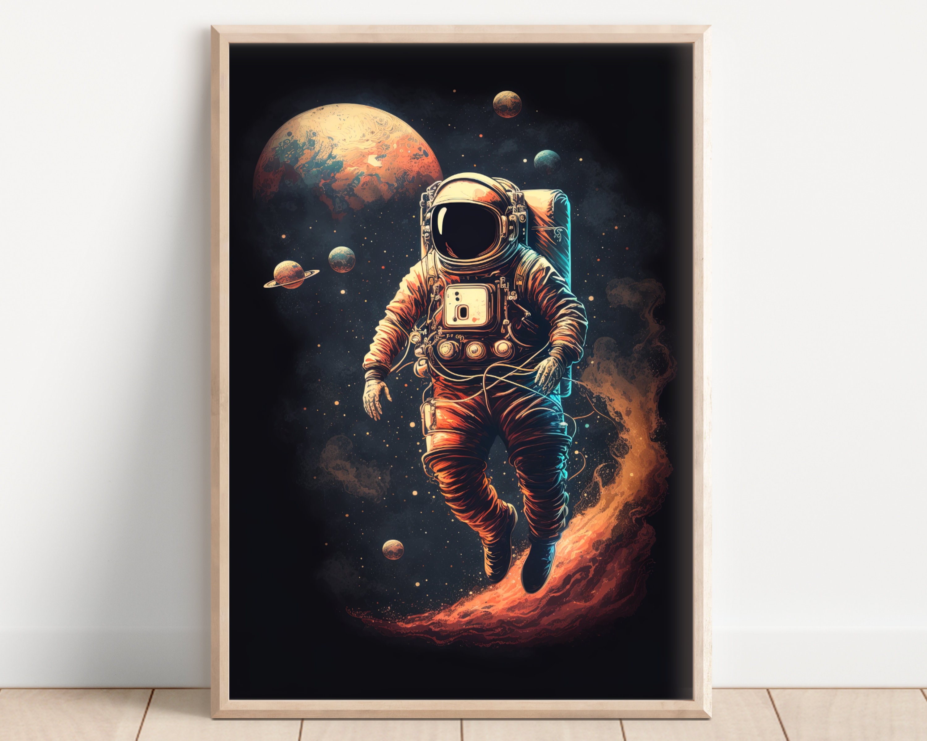 Astronaut Art Space Poster Print Astronaut Painting Space Wall Art - Etsy