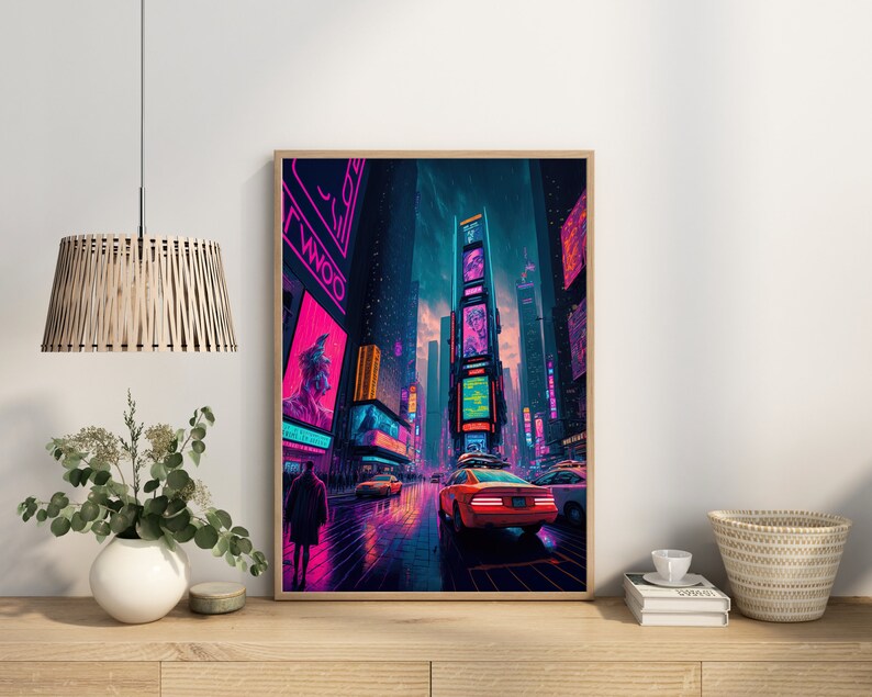 Vaporwave Poster Synthwave Wall Art Cyber City Print 80s Nostalgia ...