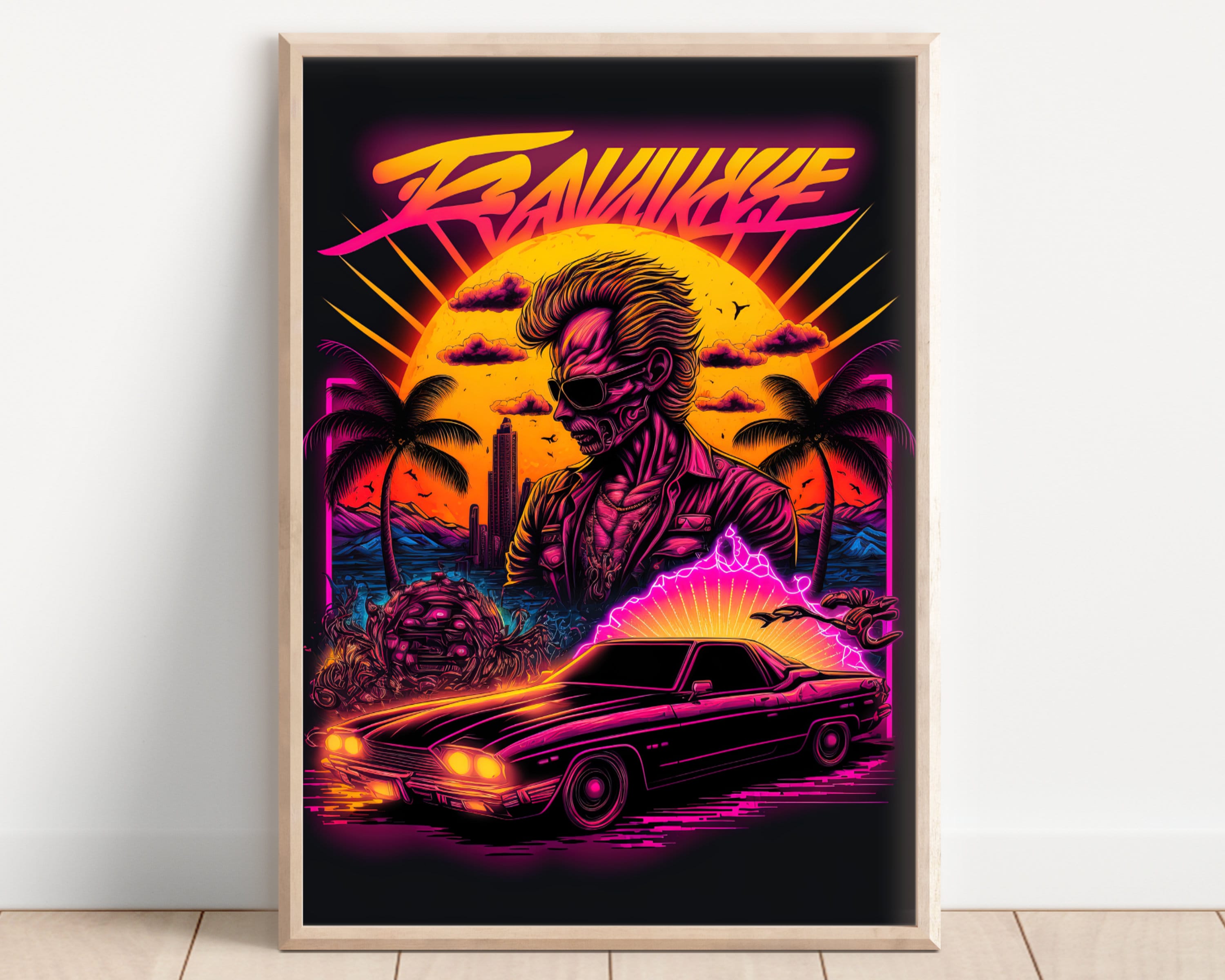 Synthwave Poster Retrowave Wall Art Vaporwave Decor 80s Nostalgia Gift ...