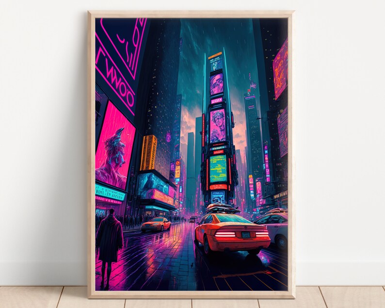 Vaporwave Poster Synthwave Wall Art Cyber City Print 80s Nostalgia ...
