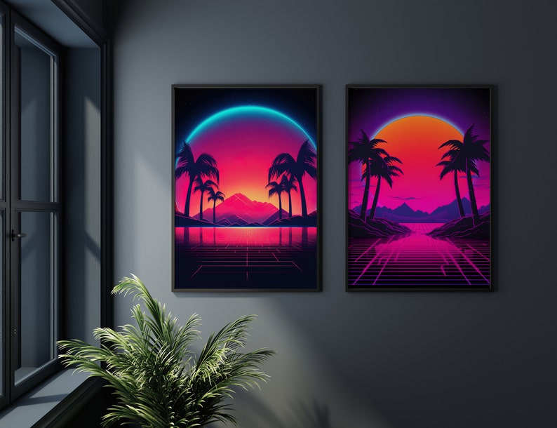Synthwave Poster 24x36 Vaporwave Poster 80s Nostalgia - Etsy